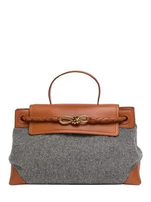 Bottega Veneta Medium Felt & Leather Top-handle Bag - Grey/tan