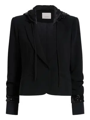 Cinq À Sept Sequin Hooded Blazer Jacket Black/blac