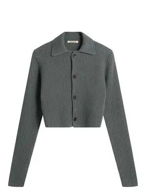 Auralee Crop Knit Shirt Cardigan - Grey