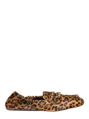 Miu Miu Leopard Print Calf Leather Penny Strap Loafers - Brown