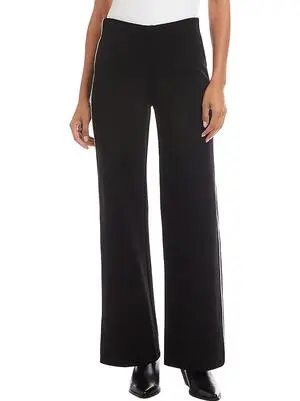 Karen Kane Contrast Piped Wide Leg Pants - Black