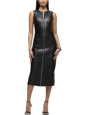 Hudson Jeans Faux Leather Sleeveless Dress - Black