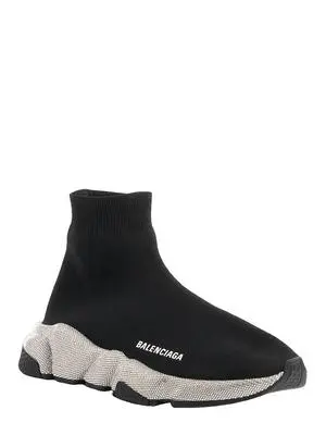 Balenciaga Speed Knit Rhinestone Sneakers - Black/crystal