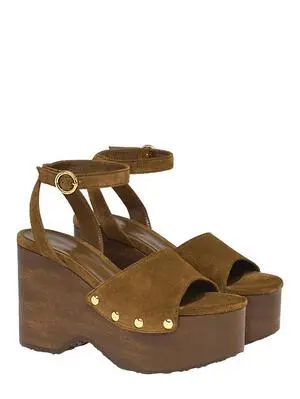 GIANVITO ROSSI Wedge Sandals - Brown Suede