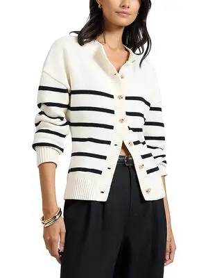 Onia Cotton Fitted Cardigan - Off White/black