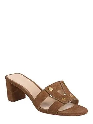 Veronica Beard Via Studded Slide Sandals - Chestnut