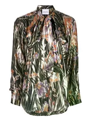HAYLEY MENZIES Lurex Jacquard Pussy-bow Shirt - Multicolour