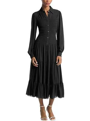 Michael Kors Smocked Shirtdress - Black