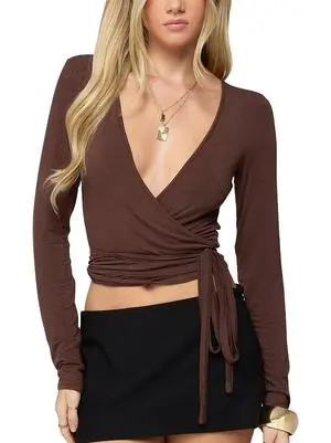 EDIKTED Malenna Wrap Top - Brown