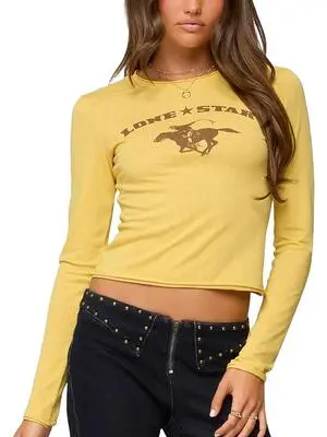 EDIKTED Lone Star Long Sleeve T-shirt - Yellow