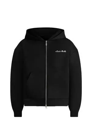 Manière De Voir Zia Zip-fastening Embroidered Relaxed-fit Hoodie - Black
