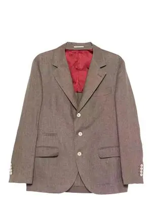 Brunello Cucinelli Button-up Linen Blazer - Brown