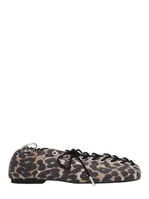 GANNI Lace Up Ballet Flats - Leopard