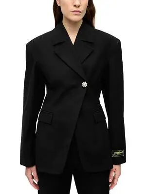 GANNI Asymmetrical Button Blazer - Black