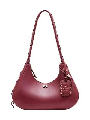 GANNI Medium Laces Hobo Bag - Burgundy