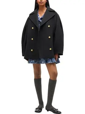 GANNI Oversized Pea Coat - Sky Captain
