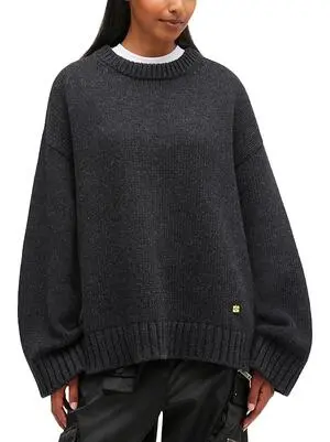 GANNI Chunky Mixed Wool-blend Crewneck Sweater - Phantom