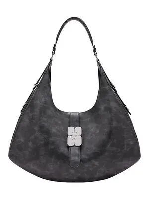 GANNI Large Vintage Leather Bag Ebony