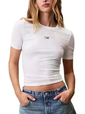CALVIN KLEIN Logo Ribbed T-Shirt