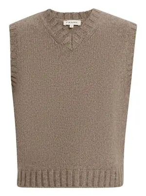 FRAME Yak Wool Knit Vest - Dark Taupe