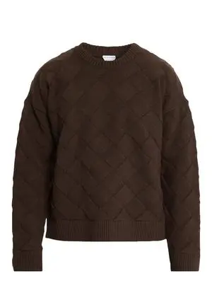 Bottega Veneta Intrecciato Wool Knit Crewneck Sweater - Espresso