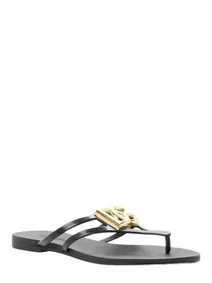 Dolce & Gabbana Dolce & Gabbana Rubber Beach Thong Sandals With DG Logo Detail Black/gold