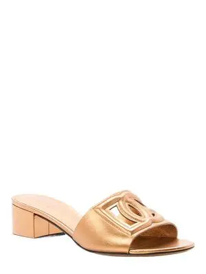 Dolce & Gabbana Leather Slides - Bronze