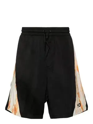 Y3 Tie-dye Print Track Shorts - Black