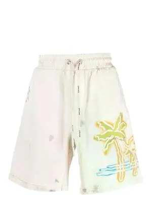 Palm Angels Palm-print Track Shorts - Neutrals
