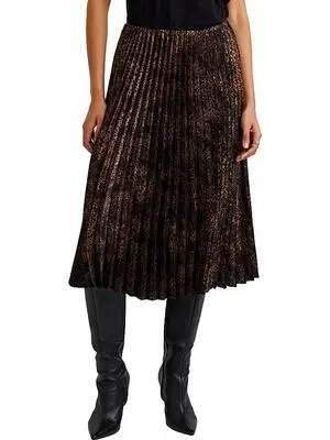 Bella Dahl Pleated Midi Skirt - Micro Leopard