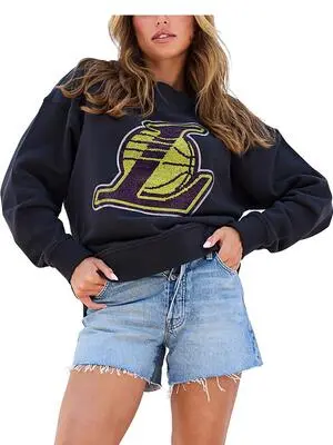Terez Rhinestone Crewneck Sweatshirt - Los Angeles Lakers
