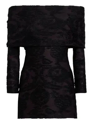Etro Flocked Stretch-velvet Off-the-shoulder Longline Top - Black
