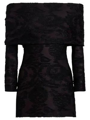 Etro Flocked Stretch-velvet Off-the-shoulder Longline Top - Black