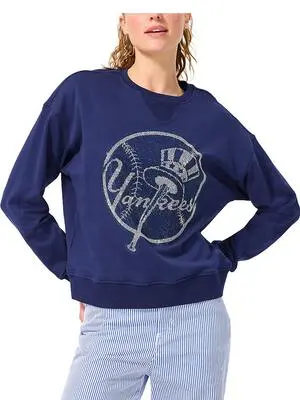 Terez New York Yankees Rhinestone Crewneck Sweatshirt - New York Yankees - Blue