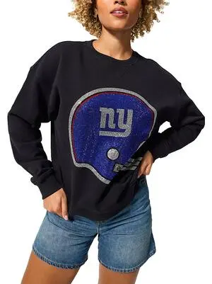 Terez Ny Giants 1961 Helmet Rhinestone Crewneck Sweatshirt - New York Giants - Black