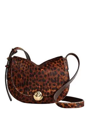 Madewell Dakota Leopard Print Calf Hair Saddle Bag Caramel