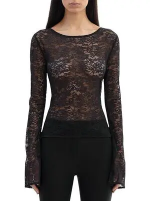 LAMARQUE Lace Bell Sleeve Top