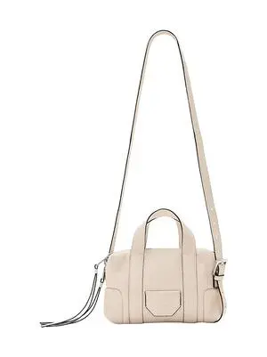ALLSAINTS Ares Compact Grain Leather Crossbody Sahara White