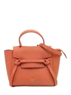 Celine 2020 Pico Grained Calfskin Belt Bag Satchel Orange