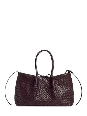 Bottega Veneta Pinacoteca Intrecciato Reversible Tote Dark Barolo