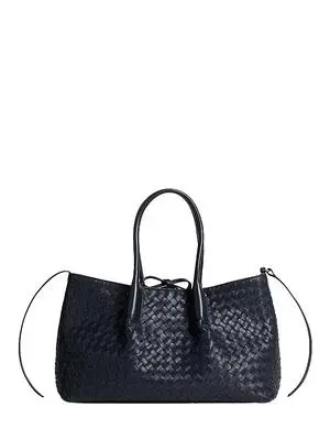 Bottega Veneta Pinacoteca Intrecciato Reversible Tote Midnight/muse Brass