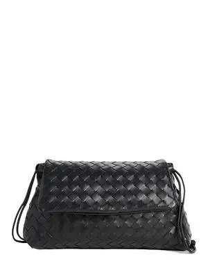 Bottega Veneta Giorno Intrecciato Shoulder Bag - Black/gold