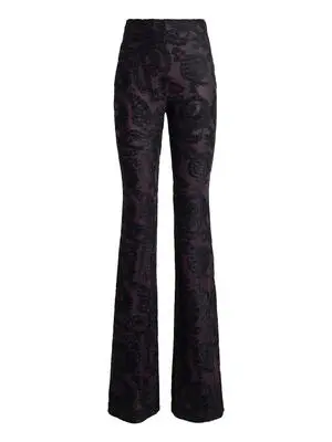 Etro Flocked Stretch-velvet Flared Pants - Black