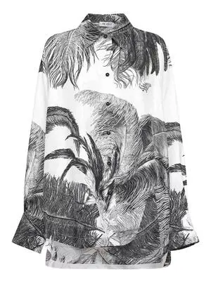 Attico Diana Feather-print Shirt - White