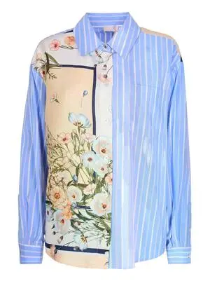 Liu Jo Printed Twill And Poplin Shirt - Blue
