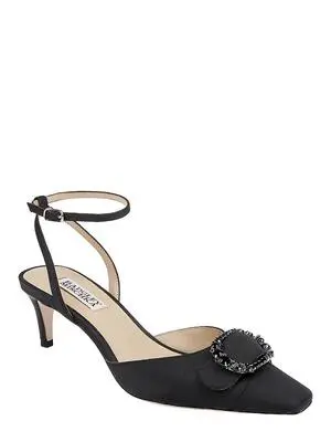 Badgley Mischka Odesza Leather Pumps Black Crepe