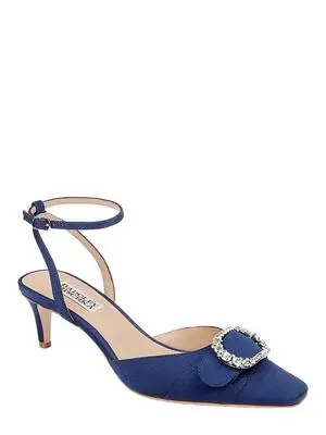 Badgley Mischka Odesza Leather Pumps Navy Crepe
