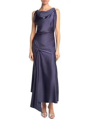 Victoria Beckham Victoria Beckham Asymmetric Draped Midi Dress Eclipse