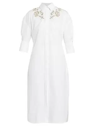 Erdem Short Sleeve Shirt Dress - White