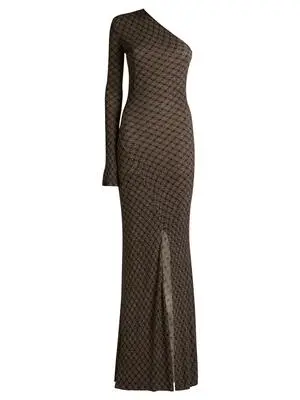 Etro Patterned Knit One-shoulder Maxi Dress - Olive
